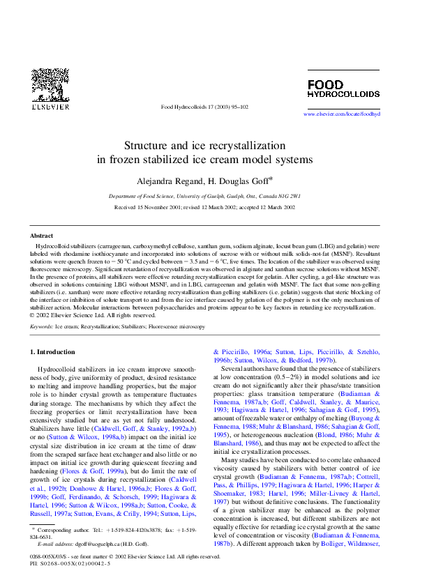 (PDF) Structure and ice recrystallization in frozen stabilized ice ...
