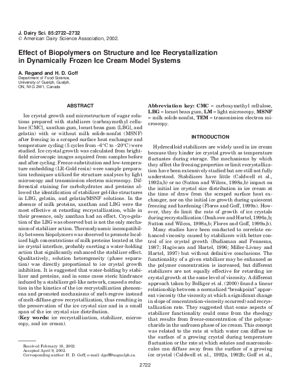 (PDF) Effect of biopolymers on structure and ice recrystallization in ...