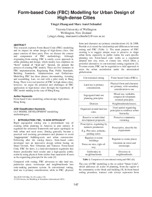(PDF) Form-based Code (FBC) Modelling for Urban Design of High-dense Cities