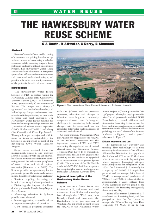 (PDF) The Hawkesbury Water Reuse Scheme