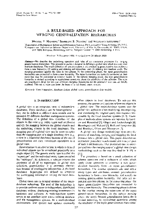 Pdf A Rule Based Approach For Merging Generalization Hierarchies