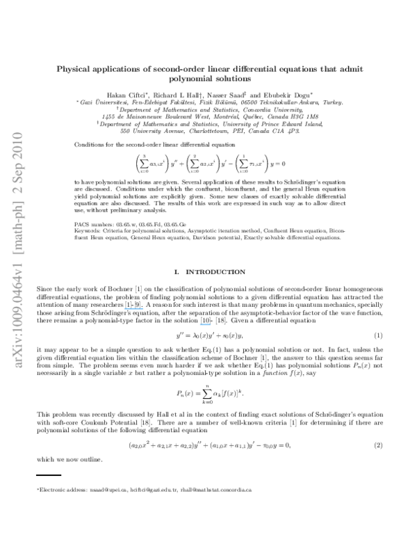 (PDF) Physical applications of second-order linear differential ...