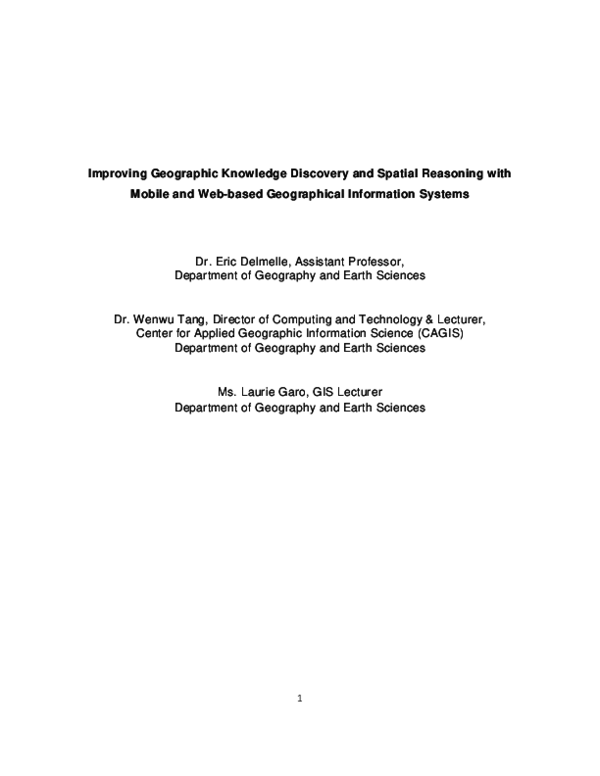 (PDF) Improving Geographic Knowledge Discovery and Spatial Reasoning with Mobile and Web-based ...