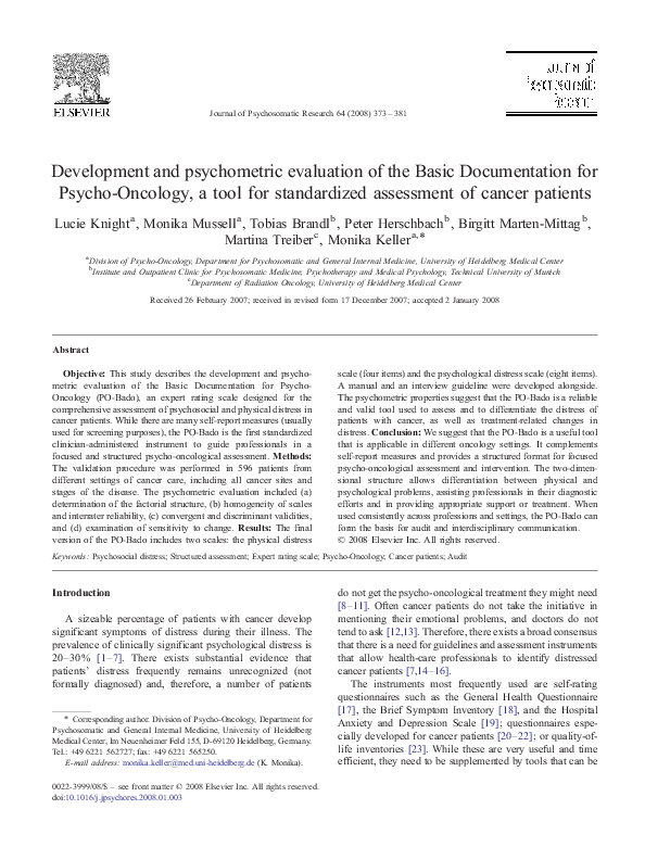 (PDF) Development and psychometric evaluation of the Bath Adolescent ...