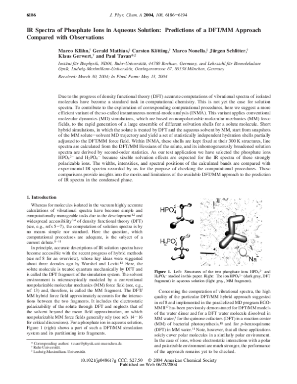 (PDF) IR Spectra of Phosphate Ions in Aqueous Solution: Predictions of ...