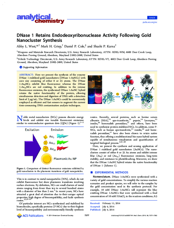 (PDF) DNase 1 retains endodeoxyribonuclease activity following gold ...