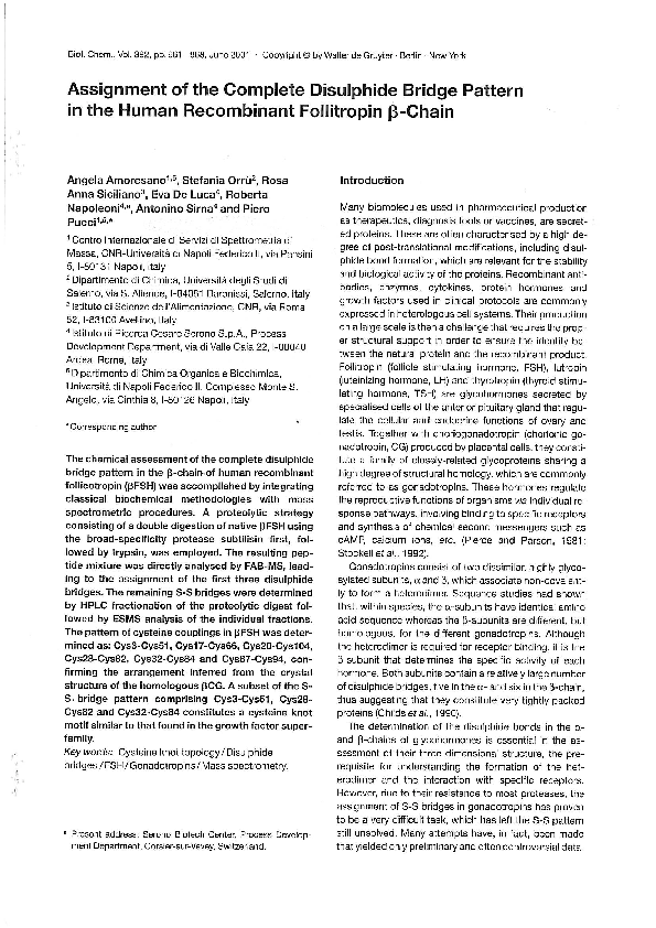 (PDF) Assignment of the Complete Disulphide Bridge Pattern in the Human ...