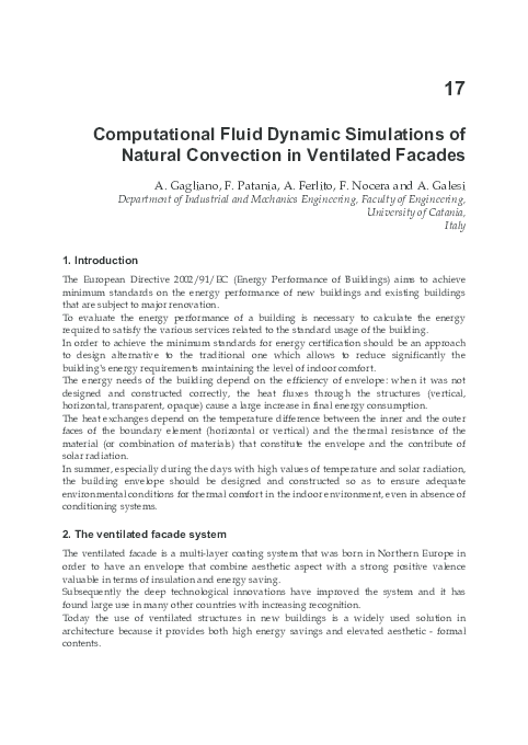 (PDF) Computational Fluid Dynamic Simulations of Natural Convection in Ventilated Facades