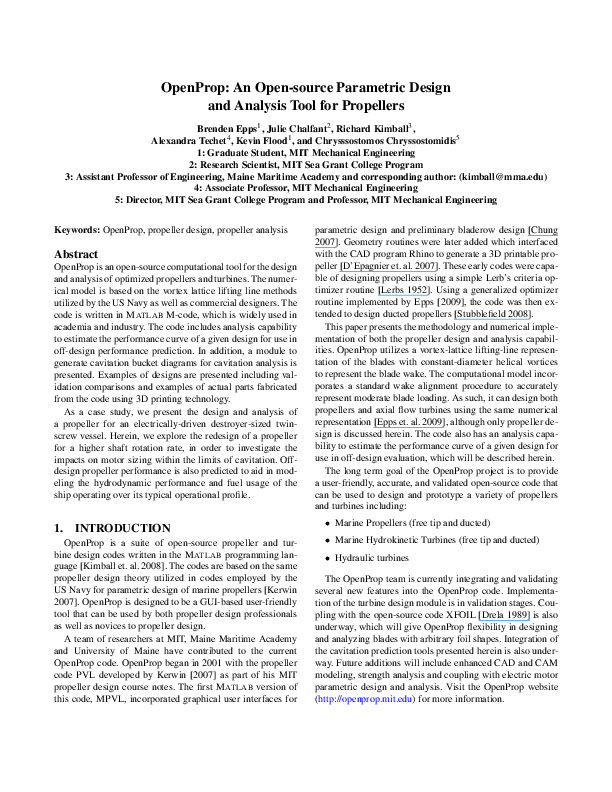(PDF) OpenProp: an open-source parametric design and analysis tool for propellers