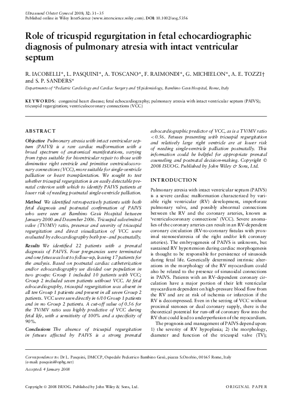 (PDF) Prenatal Diagnosis of Isolated Tricuspid Valve Atresia | Theera Tongsong - Academia.edu