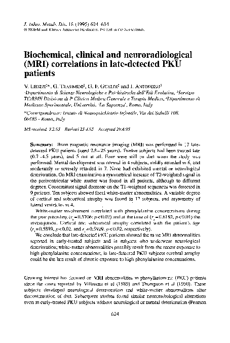 (PDF) Biochemical, clinical and neuroradiological (MRI) correlations in ...