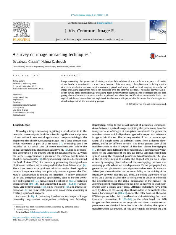 (PDF) A survey on image mosaicing techniques