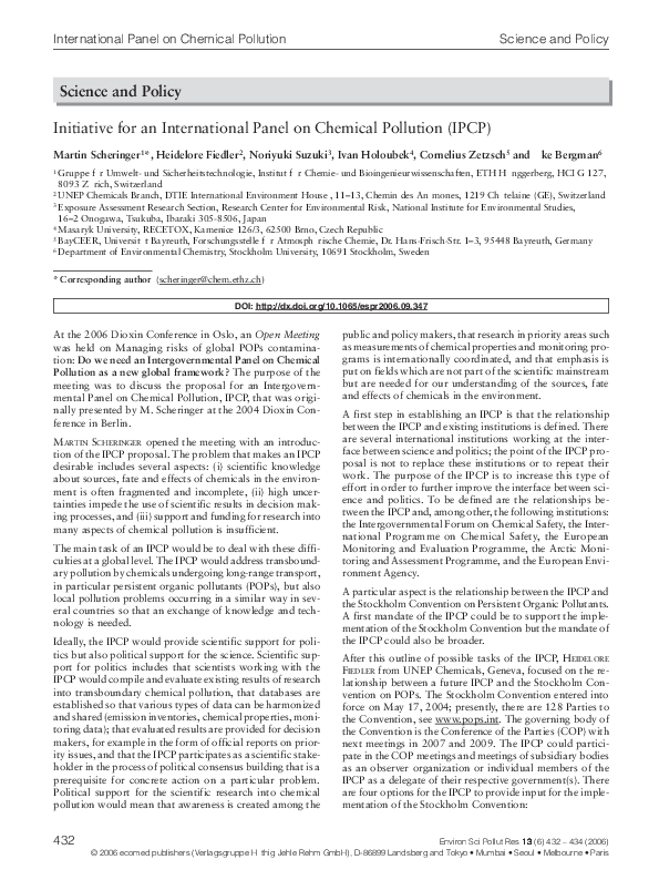 (PDF) Initiative for an international panel on chemical pollution (IPCP)