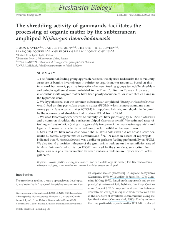 (PDF) The shredding activity of gammarids facilitates the processing of ...
