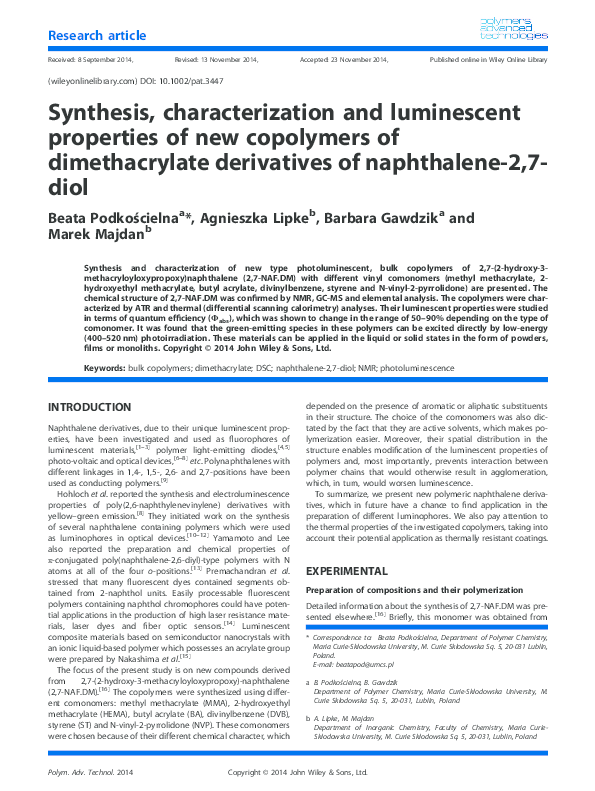 (PDF) Synthesis, characterization, and luminescent properties of dinuclear gold(I) xanthate ...