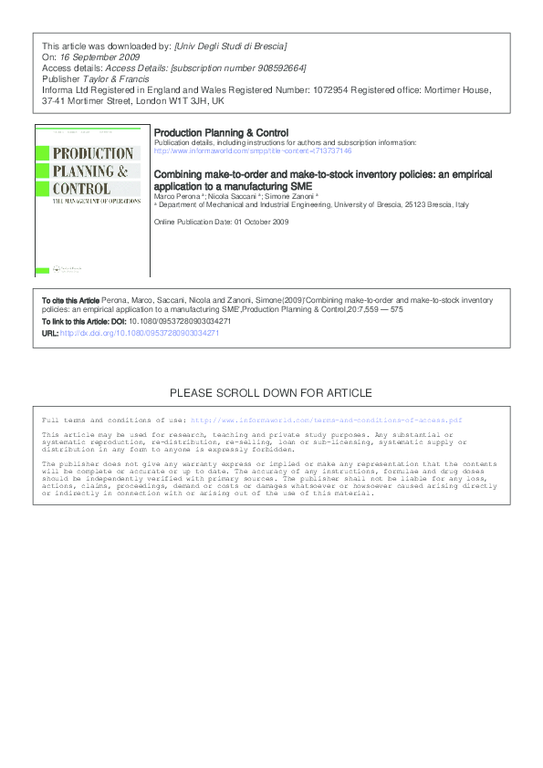 (PDF) Combining make-to-order and make-to-stock inventory policies: an ...