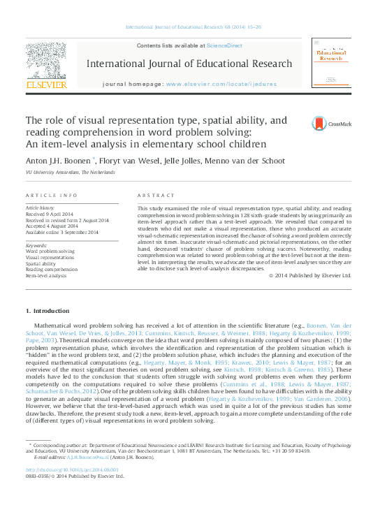 (PDF) The role of visual representation type, spatial ability, and ...