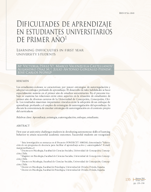 (PDF) Learning difficulties in first year university students