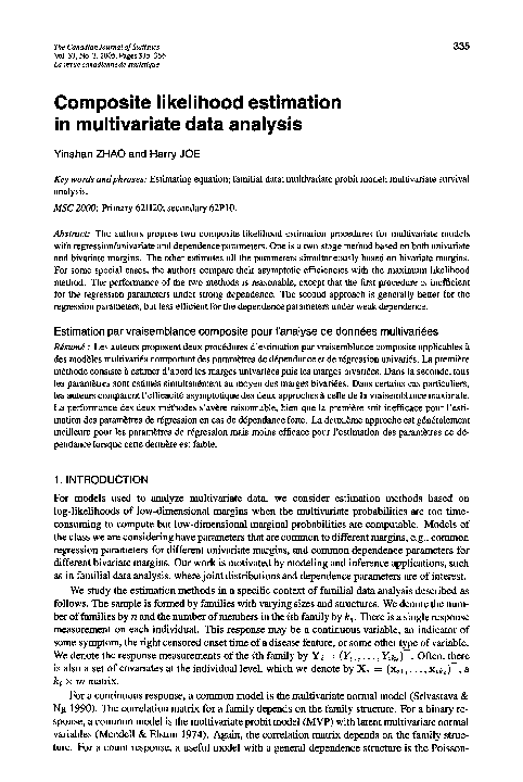 Pdf Composite Likelihood Estimation In Multivariate Data Analysis