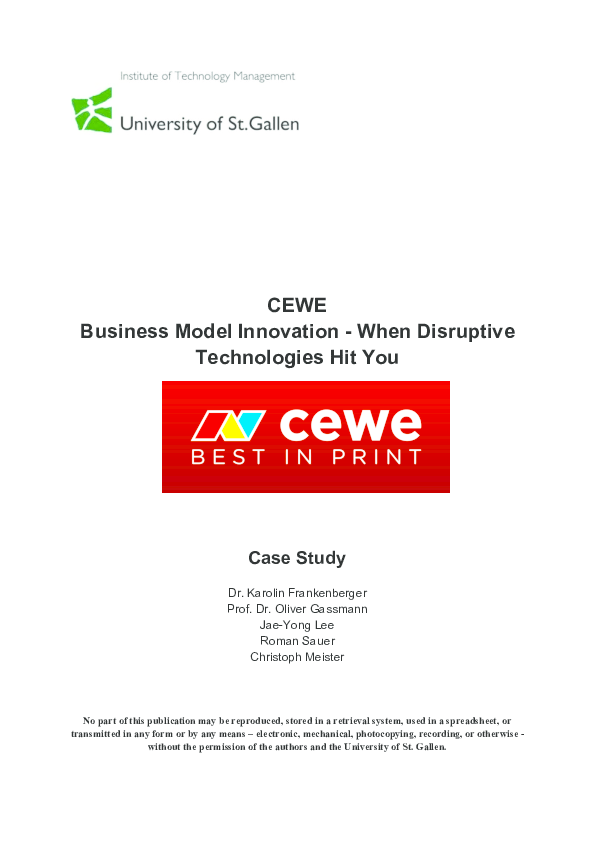 (PDF) CEWE Business Model Innovation -When Disruptive Technologies Hit You Case Study