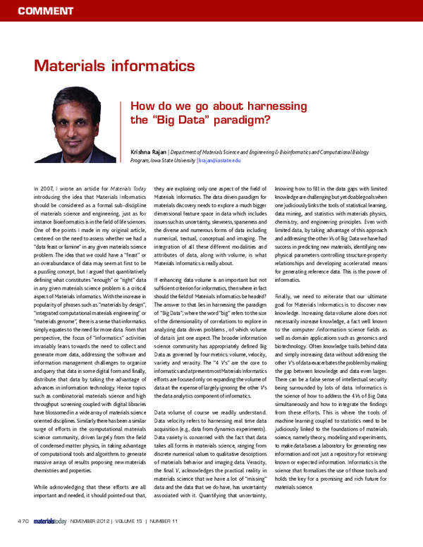 (PDF) Materials Informatics
