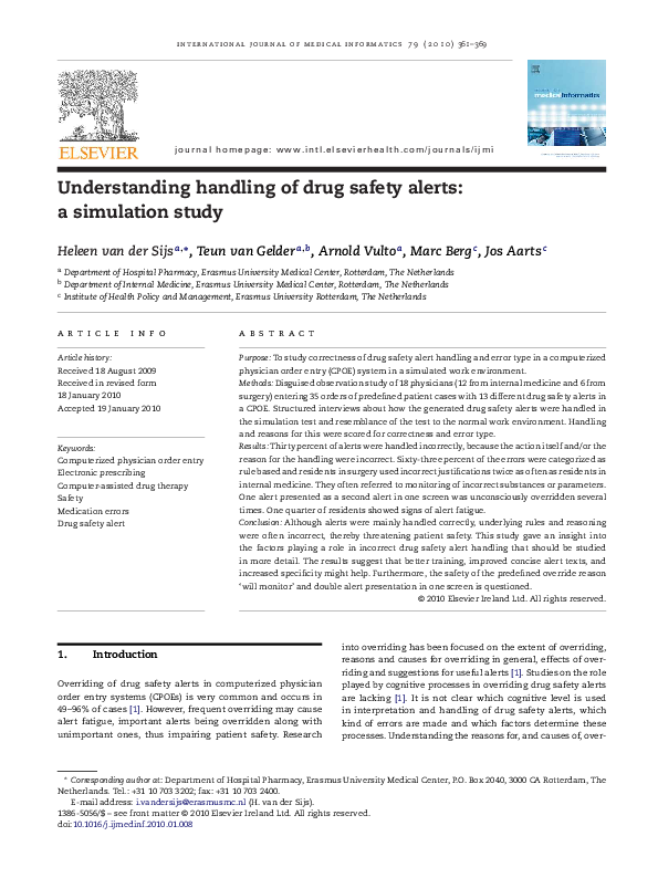 (PDF) Understanding handling of drug safety alerts: a simulation study