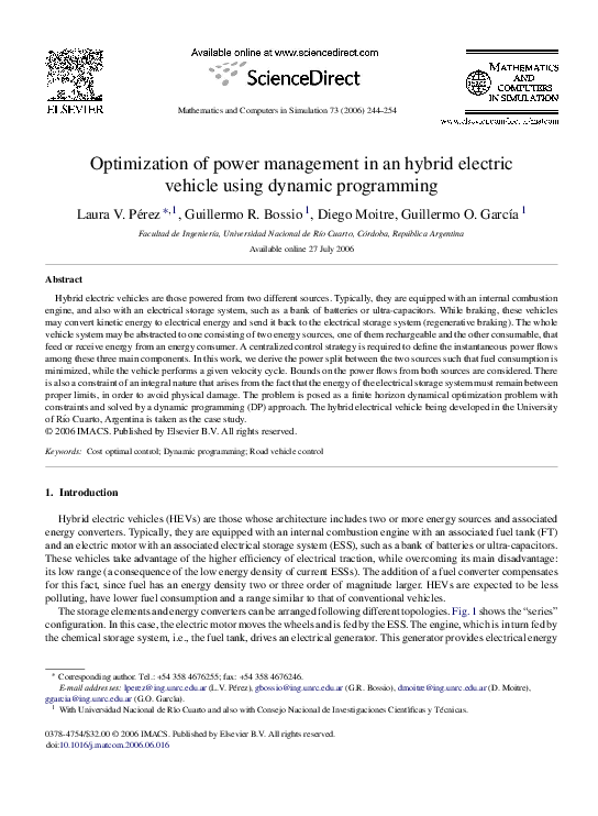 (PDF) Optimization of power management in an hybrid electric vehicle ...