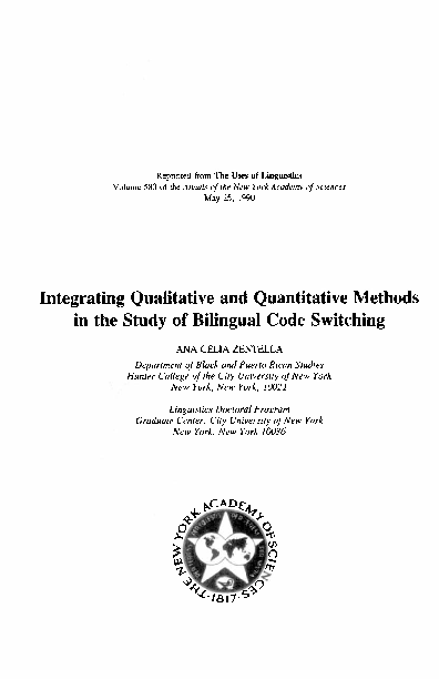 (PDF) Integrating Qualitative and Quantitative Methods in the Study of Bilingual Code Switching
