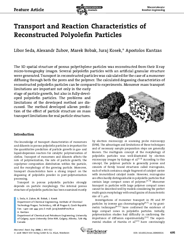 (PDF) Transport and Reaction Characteristics of Reconstructed ...