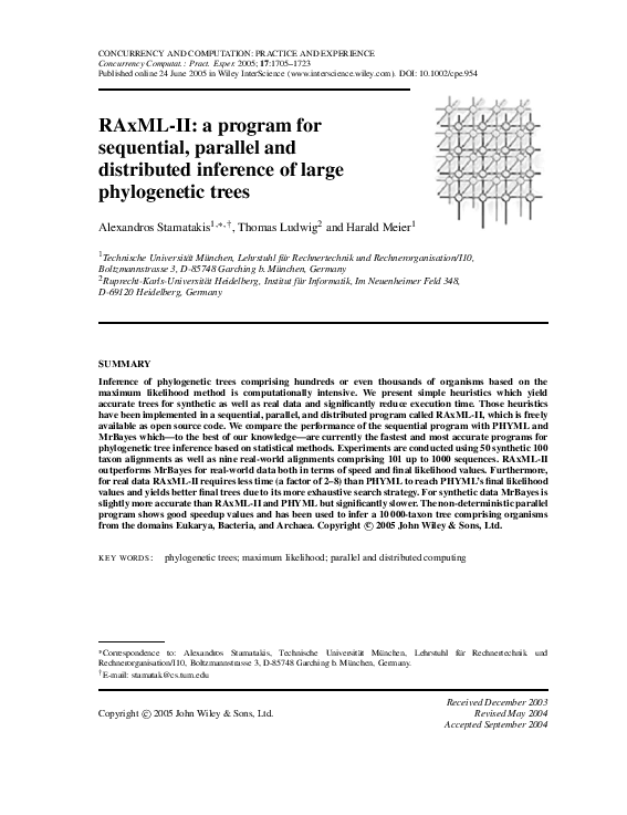 (PDF) RAxML-II: a program for sequential, parallel and distributed ...