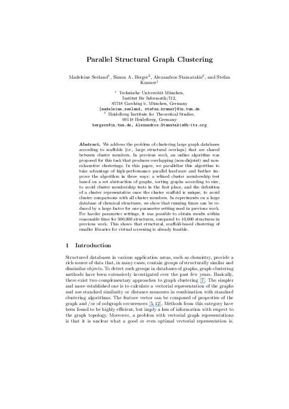 (PDF) Parallel Structural Graph Clustering | Alexandros Stamatakis - Academia.edu