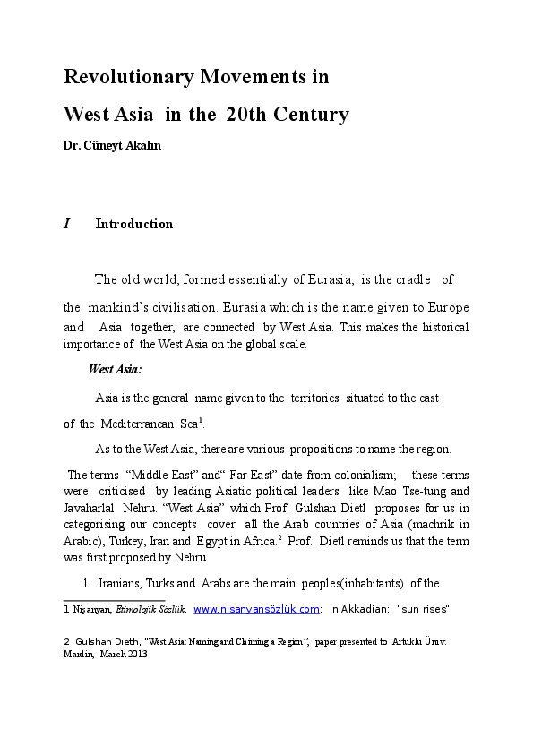 (DOC) Revolutionary Movements in West Asia in the 20th Century