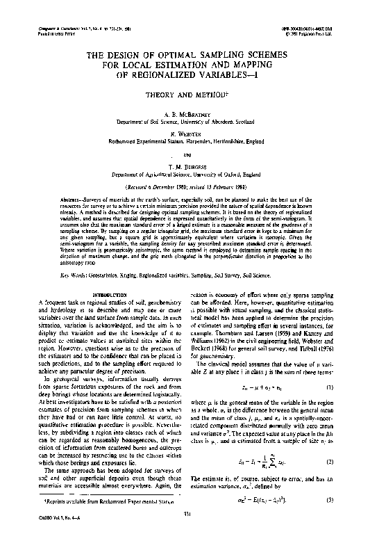 Pdf The Design Of Optimal Sampling Schemes For Local Estimation And