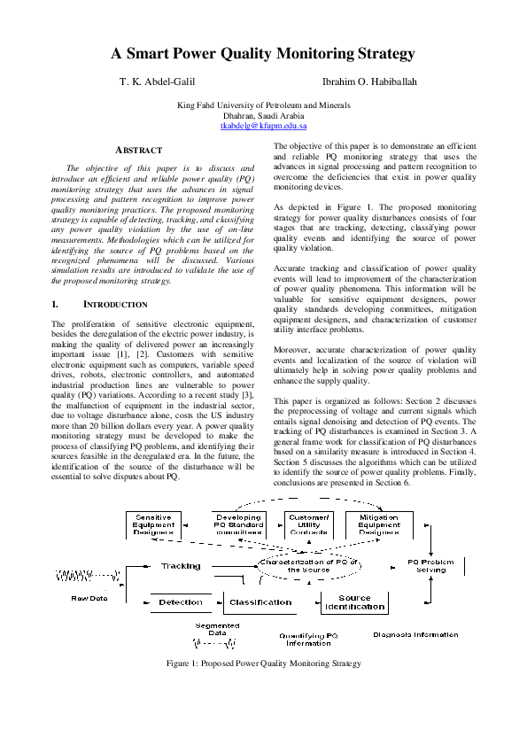 Pdf A Smart Power Quality Monitoring Strategy Ibrahim Habiballah