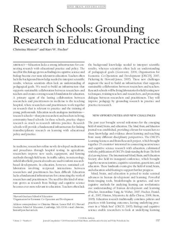 (PDF) Research Schools: Grounding Research in Educational Practice