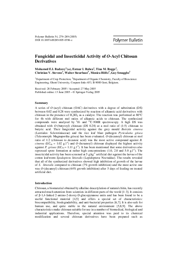 (PDF) Hydrophobic Effect of Amphiphilic Derivatives of Chitosan on the Antifungal Activity ...