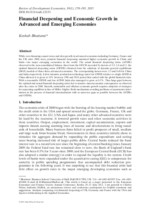 (PDF) Financial Deepening and Economic Growth in Advanced and Emerging ...