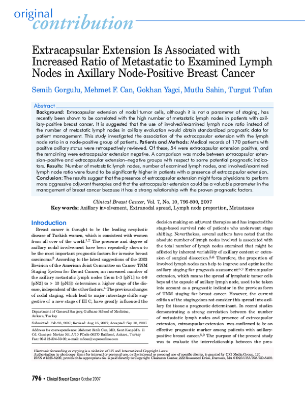 (PDF) Extracapsular extension is associated with increased ratio of metastatic to examined lymph ...