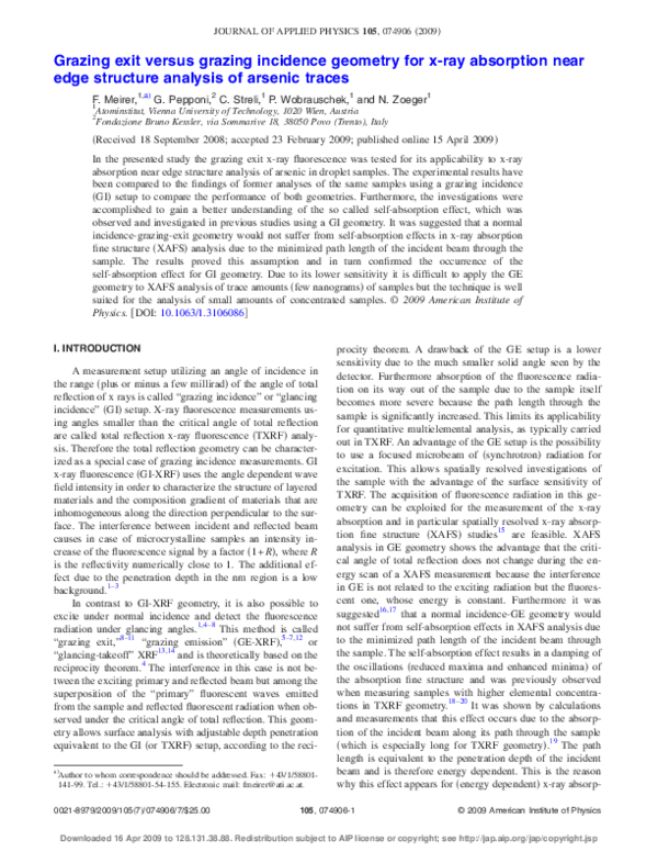 Grazing exit versus grazing incidence geometry for x-ray absorption ...