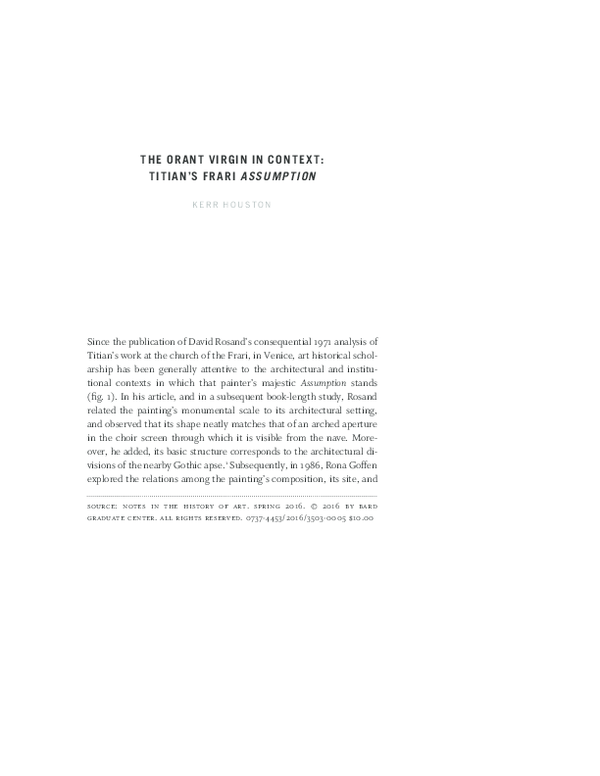 (PDF) The Orant Virgin in Context: Titian’s Frari Assumption