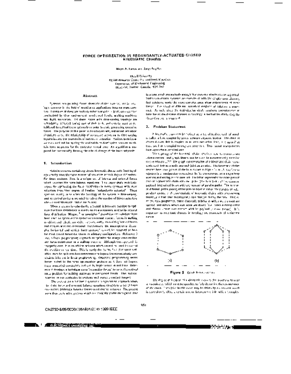 Force optimization in redundantly-actuated closed kinematic chains
