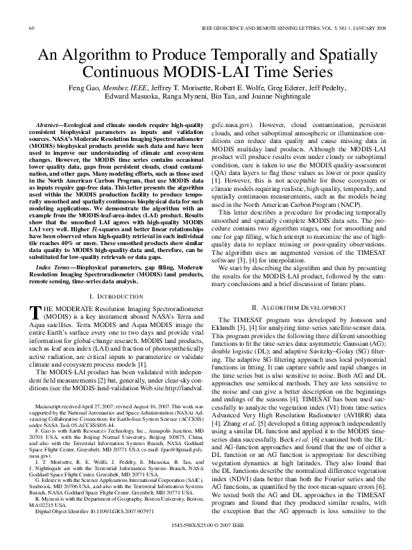 (PDF) An Algorithm to Produce Temporally and Spatially Continuous MODIS-LAI Time Series