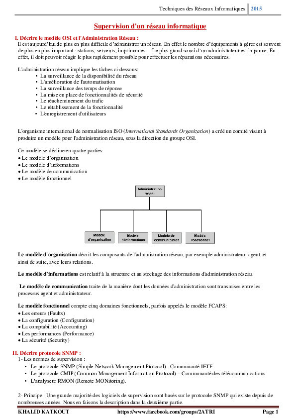 (PDF) Supervision d'un réseau informatique