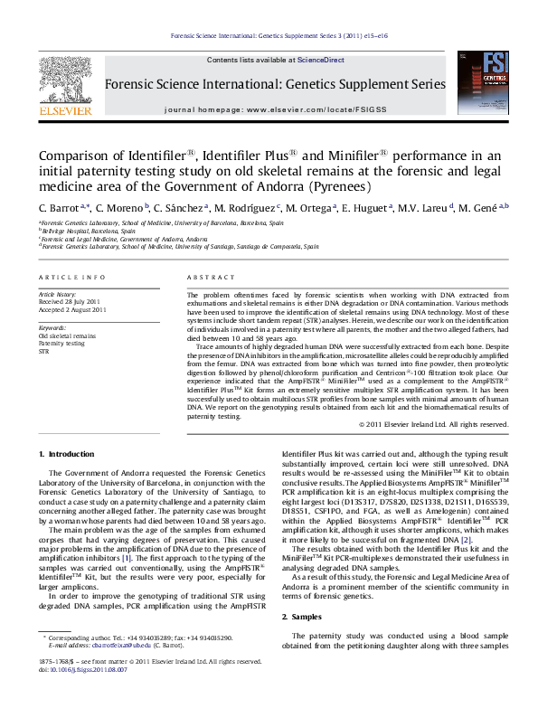 (PDF) Comparison of Identifiler ®, Identifiler Plus ® and Minifiler ...