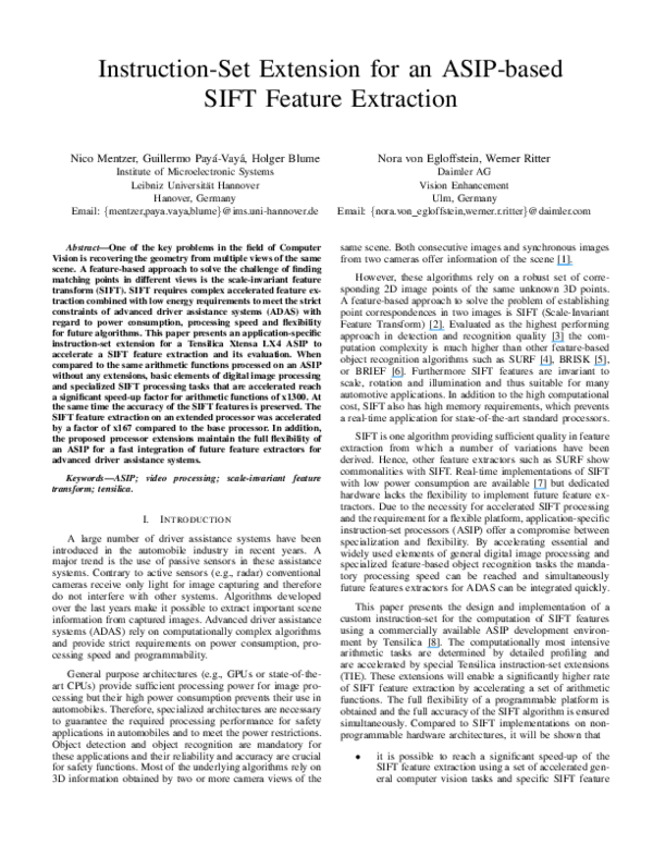 (PDF) Instruction-set extension for an ASIP-based SIFT feature extraction