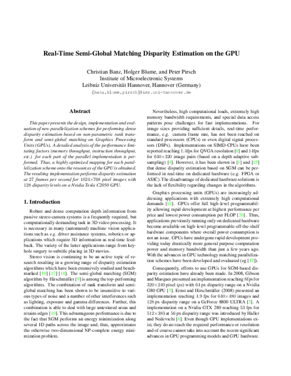 (PDF) Real-time semi-global matching disparity estimation on the GPU | Holger Blume - Academia.edu