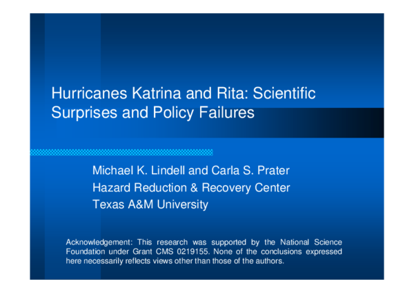 (PDF) Hurricanes Katrina and Rita: Scientific Surprises and Policy ...
