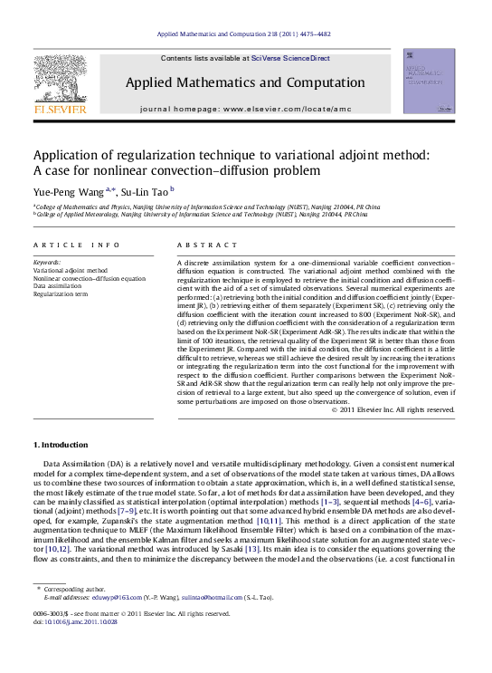 Pdf Application Of Regularization Technique To Variational Adjoint