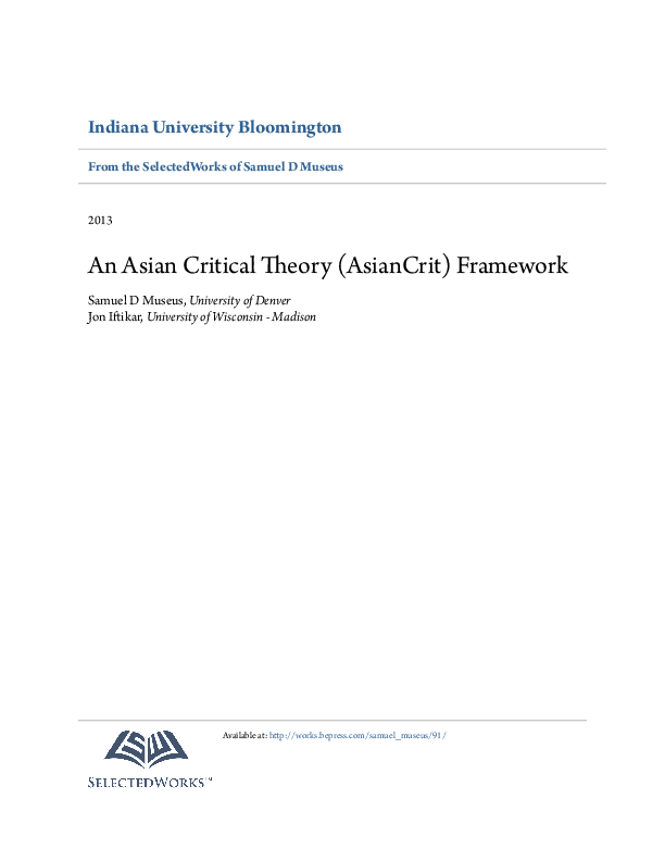 (PDF) An Asian Critical Theory (AsianCrit) Framework