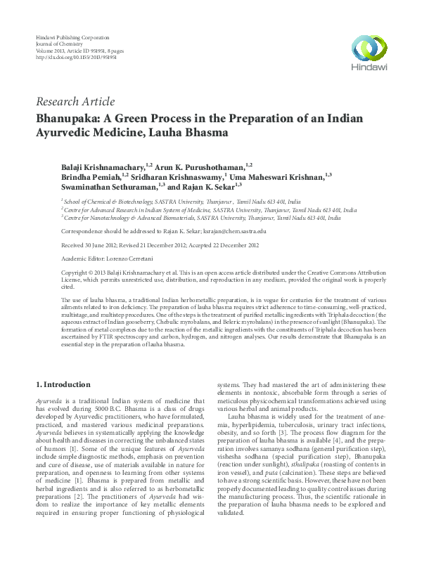 (PDF) Bhanupaka: A Green Process in the Preparation of an Indian ...